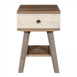Boston Lamp Table with drawer and slatted shelf - Wood Leg